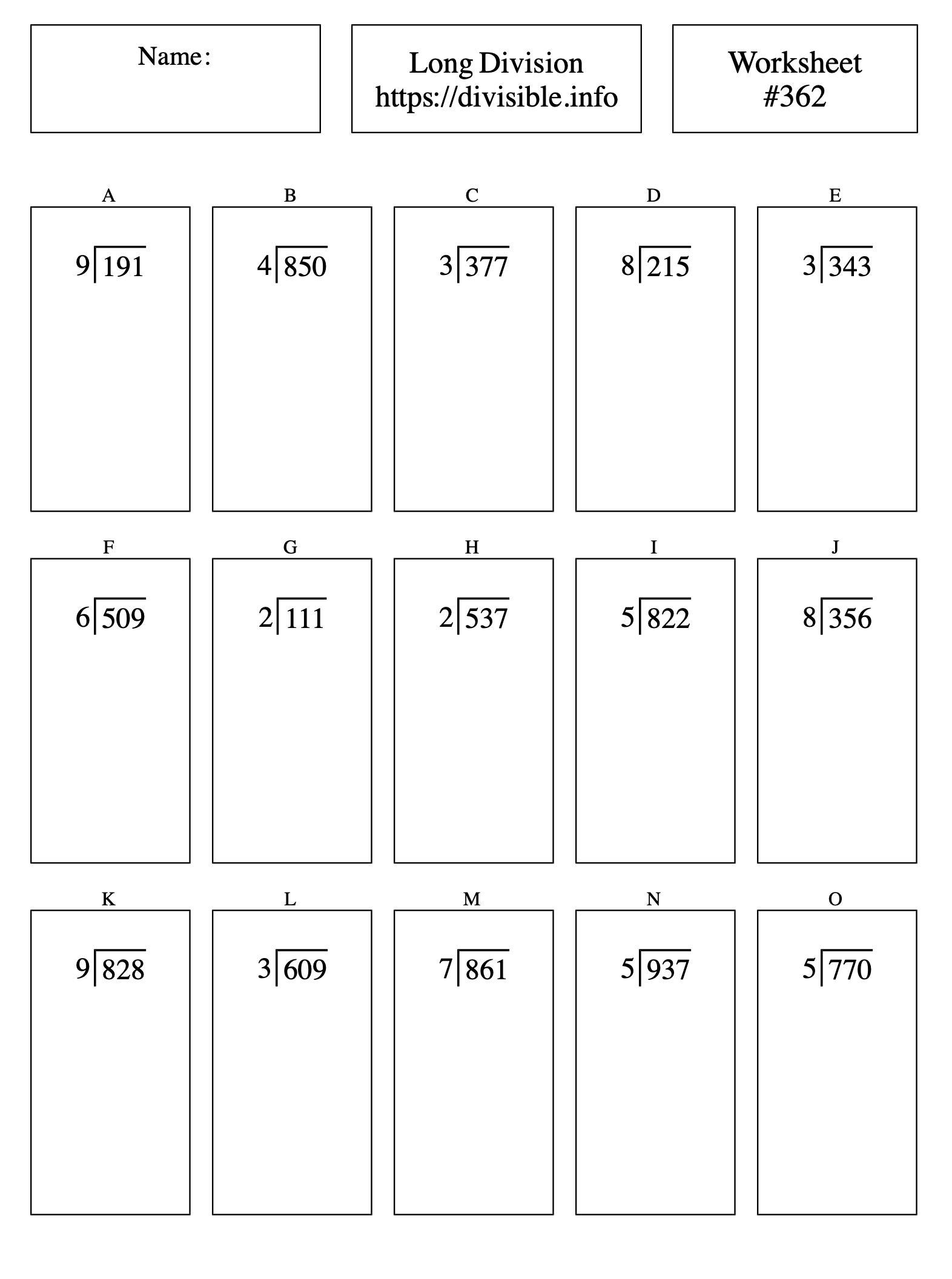 3 Digit Divided By 1 Digit Long Division Worksheet 362 3 Digit Divided By 1 Digit Long Division Worksheet 362