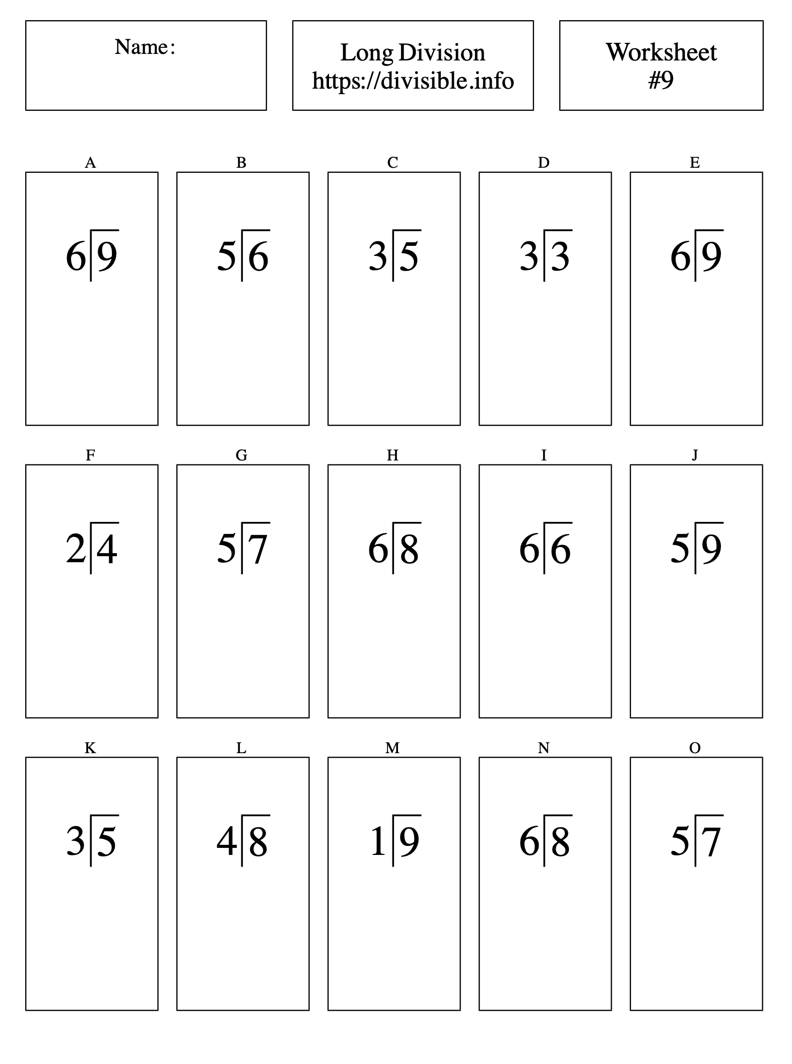 1 Digit Divided By 1 Digit Long Division Worksheet 9